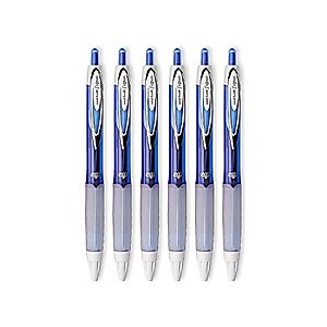 Uni-ball Signo 207 Retractable Gel Pens, Medium Point, 0.7mm, Blue Ink, 6 Count