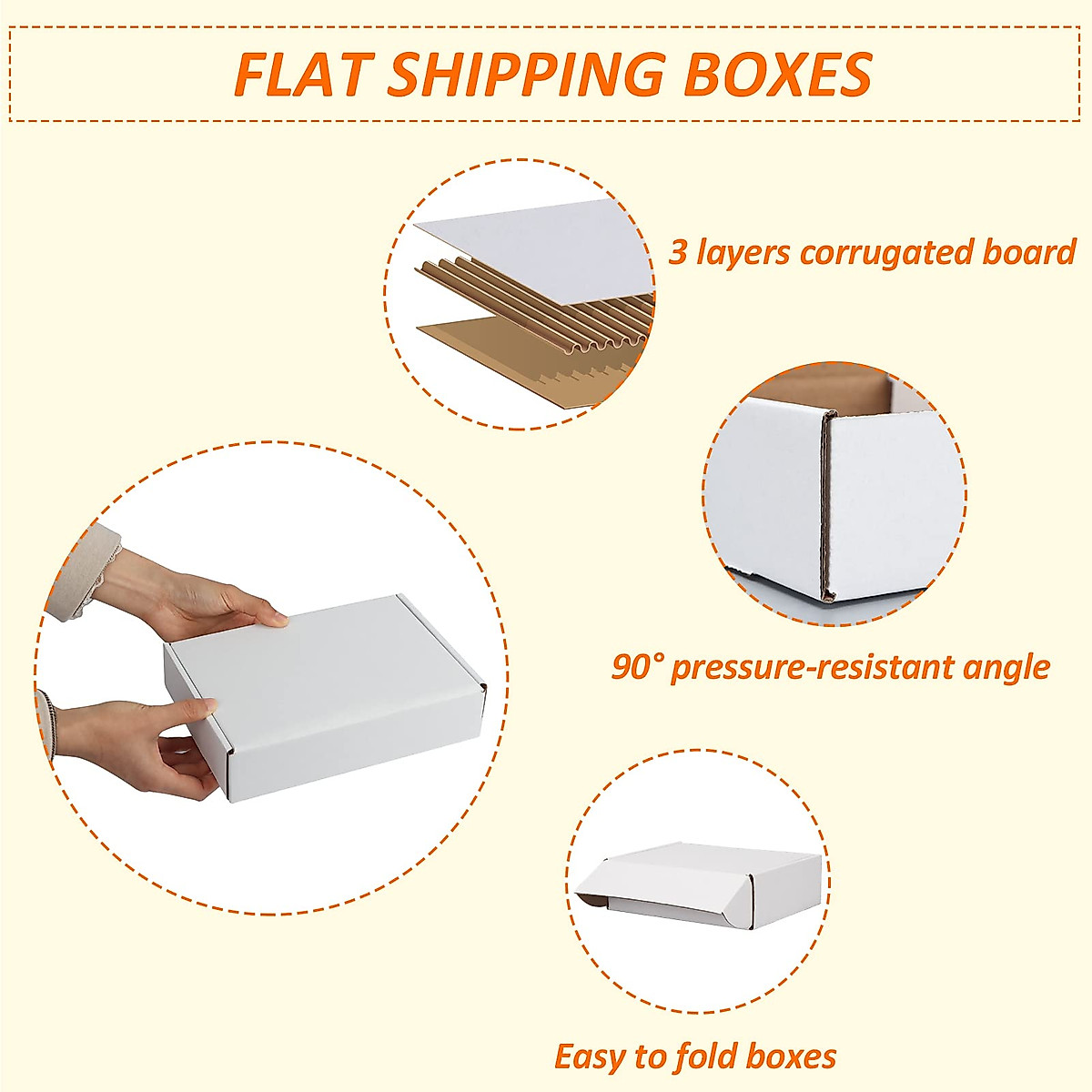 HORLIMER 9x6x2 inches Shipping Boxes Set of 25, White Corrugated Cardboard Box Literature Mailer