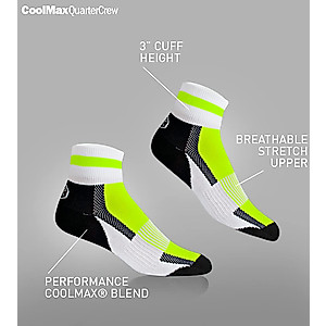 AERO|TECH|DESIGNS | Coolmax Athletic Socks | Quarter Crew | Unisex Adult | Red/White | Medium