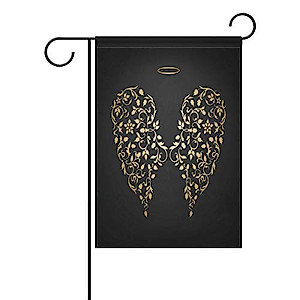 OPRINT Elegant Angel Golden Wings and Halo Garden Flag Banner 12 x 18 Inch Double Sided Polyester Home Decor