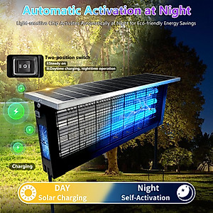 Powerful Large Solar Bug Zapper Outdoor for 3500 sq.ft, Poartable Rechargeable Mosquito Zapper with High Powered, Cordless Solar Fly Zapper for Patio Garden Backyard RV Camping Pond Pest Control