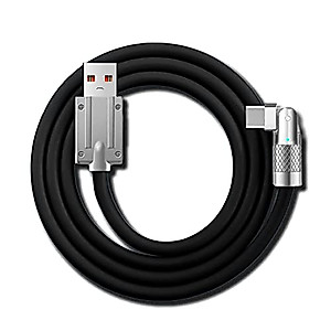 Recyphi Chubby Gamer 180° Rotating Fast Charge Cable USB to C Cord LED Flexible Rotary Connector Durable Thick Rubber Safety Charging, Laptop