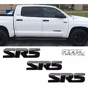 Weekeight 3PCS OEM 3.86" x 0.98" 3D Metal SR5 Matt Black Emblem Badge for Tacoma Tundra 4Runner