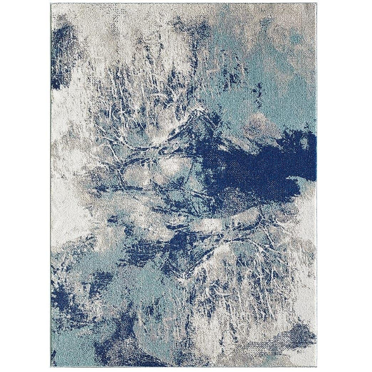 LUXE WEAVERS Abstract Color Splash Modern Blue 5x7 Area Rug