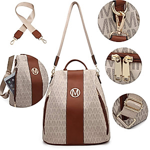 MKP Women Fashion Medium Backpack Purse (Beige and Beige)