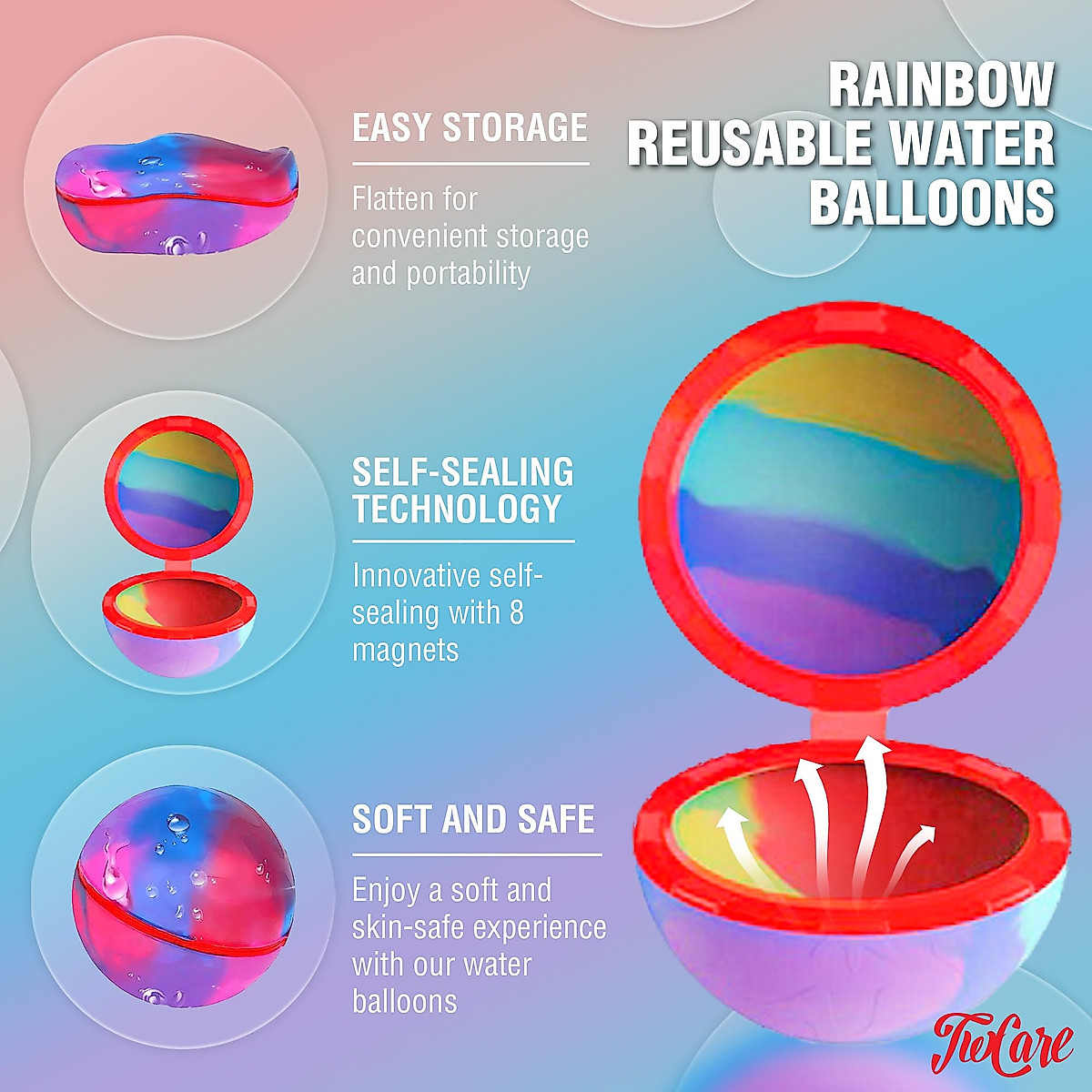 Magnetic Water Bomb Balloons for Kids Adults, Reusable Latex-Free Silicone Easy Quick Fill Ball, Self-Sealing Pool Beach Outdoor Activities Games Toy Summer Fun Splash Party Supplies (12 Pcs)