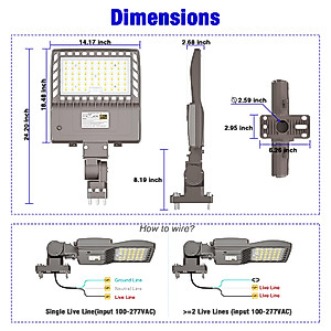 BBESTLED 200 Watts Outdoor LED Lights for Parking Lot Commercial, LED Parking lot Lights Adjustable Arm Mount Industrial UL DLC Listed 28000LM IP65 5000K 100-277VAC, 200W LED Shoebox Pole Light