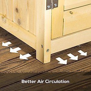 Outsunny 3' x 5' Wooden Outdoor Storage Cabinet, Garden Sheds & Outdoor Storage with Asphalt Roof & 2 Large Wood Doors with Lock, Natural