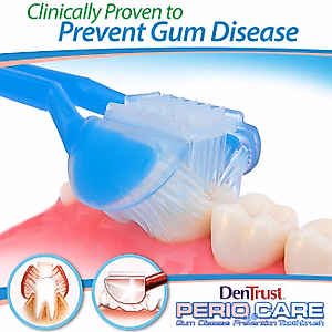 DenTrust 2-PK Periocare 3-Sided Toothbrush | Healthy Gentle Gum Massage | Made in USA | Tongue Scraper Ultra Soft Sensitive Gums