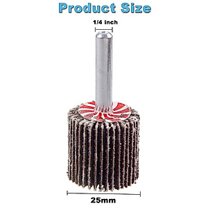 Mixiflor 50 Pack Abrasive Flap Wheel Sande,1" x 1" x 1/4" Shank Mounted Flap Wheels,80 Grit Aluminum Oxide for Remove Rust and Weld Burr,1/4 Shank Fits All Drills