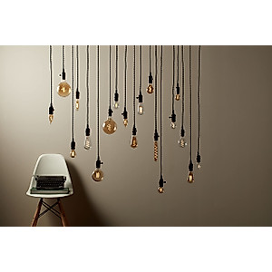 GE Vintage Style LED Tube Light Bulb, 3 Watts (40 Watt Equivalent) Warm Candle Light, Amber Glass, Candelabra Base, Dimmable (4 Pack)