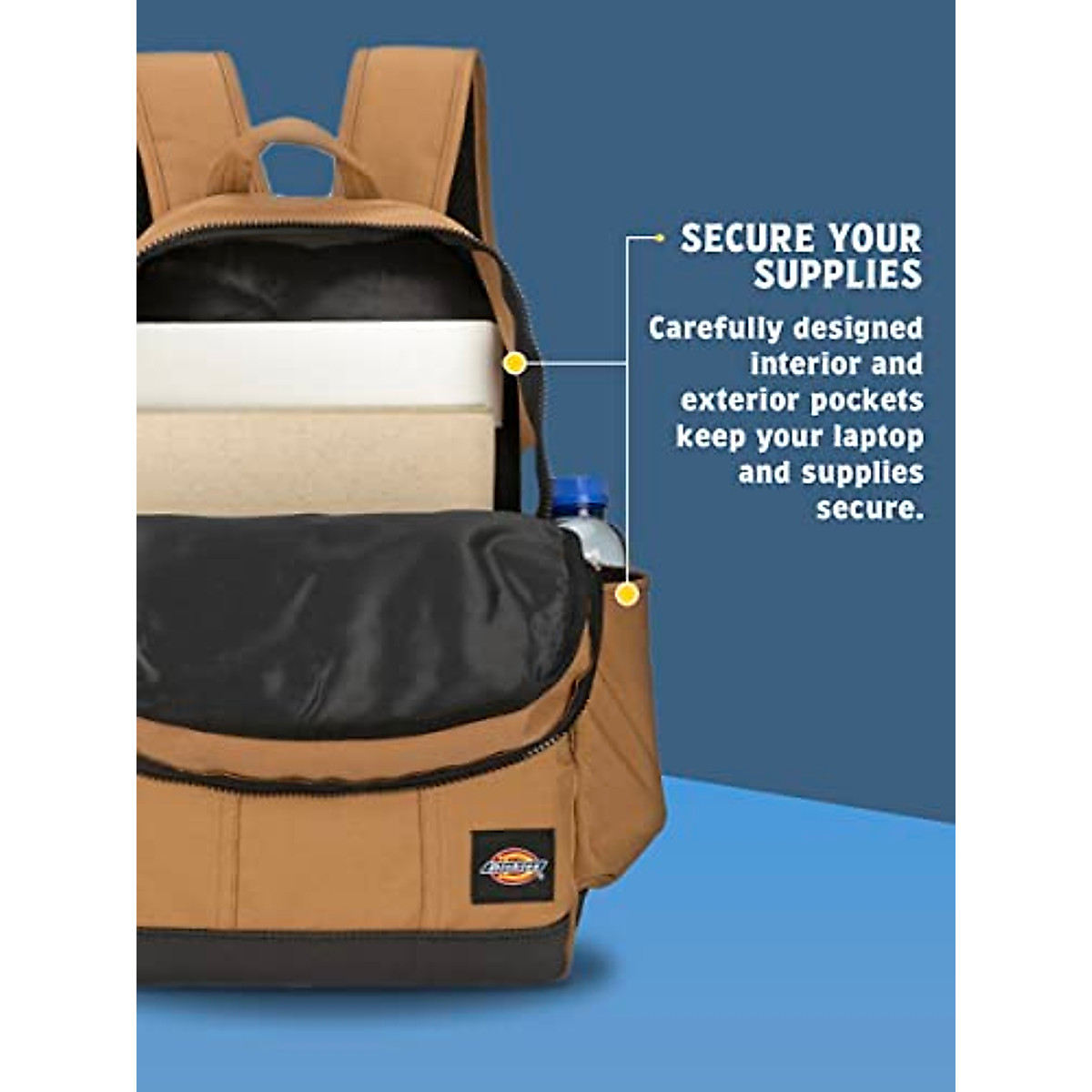 Dickies Journeyman Extra Large Capacity Backpack Classic Logo Water Resistant Casual Daypack for Travel Fits 15.6 Inch Notebook (Brown Duck)