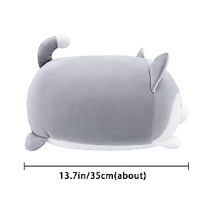 Achwishap Husky Plush Pillow 13.7‘’ Huskie Stuffed Animal,Soft Kawaii Plushie Large Hugging Pillow for Kids Girls Boys,Gray