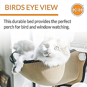 K&H PET PRODUCTS EZ Mount Window Mounted Cat Bed, Cat Window Hammock, Sturdy Cat Window Perch, Cat Window Bed Cat Furniture - Tan Cat Window Bed