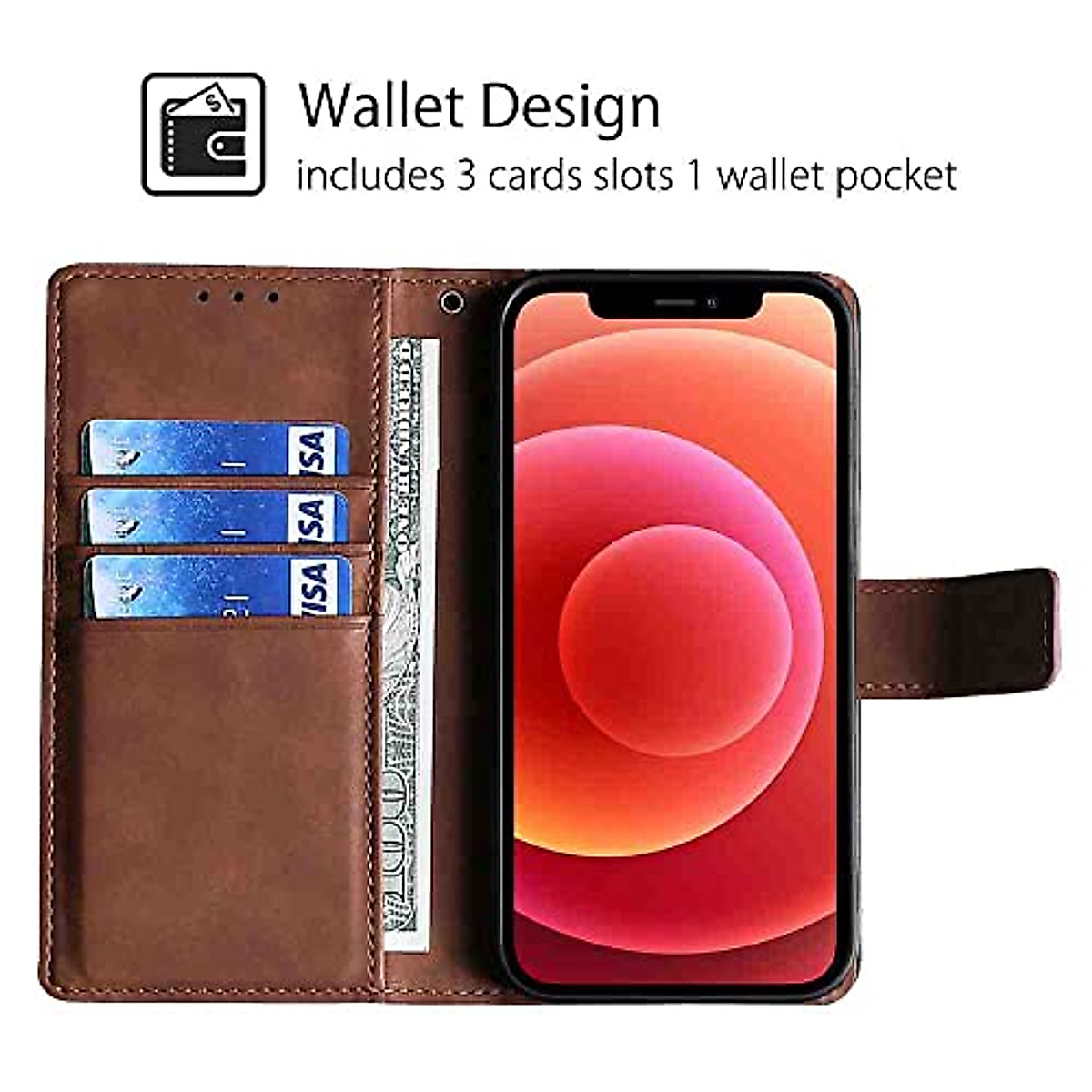 YOUKABEI MojieRy Phone Cover Wallet Folio Case for Samsung Galaxy S9 Plus, Premium PU Leather Slim Fit Cover for Galaxy S9 Plus, 3 Card Slots, Good Design, Brown