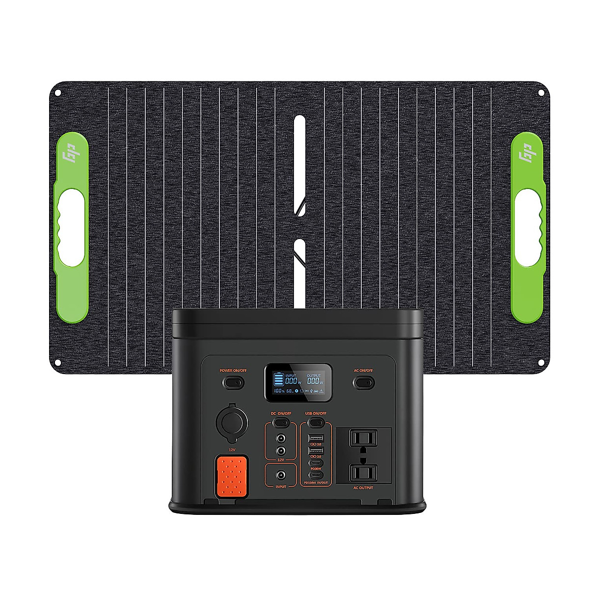 Green Power Solar Generator 300W Portable LiFePO4 Power Station 256Wh and Solar Panel 60W with 2 AC Outlet 110V/300W Solar Mobile Battery Packup for Outdoors Camping Hunting Home Emergency