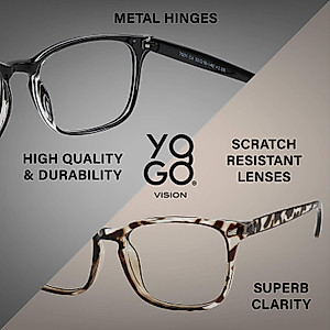 Yogo Vision Blue Light Blocking Computer Glasses Anti Glare Reduce Eyestrain Eyeglasses for Computers Screens for Men and Women (5 pack)