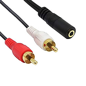 CERRXIAN 0.2m Gold 3.5mm Female Stereo Jack to 2 RCA Plug AUX Auxiliary Headphone Adapter Audio Y Cable(Black)(2-Pack)