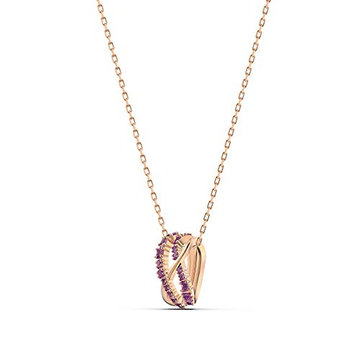 SWAROVSKI Women's Twist Rows Pendant Necklace, Purple Crystal Stones in a Spiral Design, Rose-Gold Tone Plated Setting on a Matching Chain