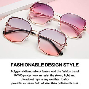 S.NOTIO Polygon Sunglasses for Women Fashion Designer Style Gradient octagon UV400 Geometric Lens Metal Frame Oversized (Grey)