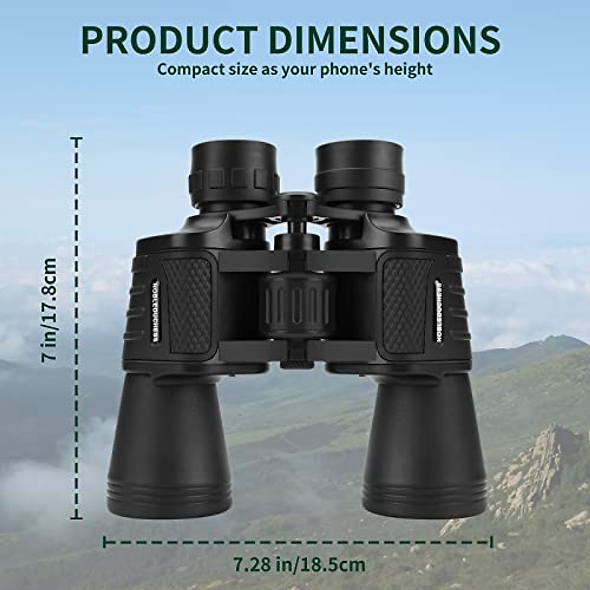 NOBLEDUCHESS 20x50 High Power Binoculars for Adults with Low Light Night Vision, Compact Waterproof Binoculars for Bird Watching Hunting Travel Football Games Stargazing with Carrying Case and Strap