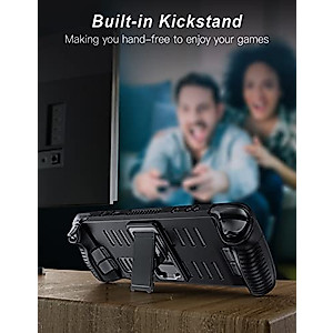 Benazcap Silicone Case for Steam Deck, Soft Full Body Protective Case with Stand, Shockproof, Non-Slip and Anti-Collision Accessories, Compatible with Valve Steam Deck Console, Black