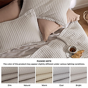 Bedsure Bone Bedspread Coverlet King Size - Lightweight Soft Bedding Set for All Seasons, Corduroy Pattern Quilt Set, 3 Pieces, 1 Quilt (111" x 106") & 2 Pillow Shams (20"x36"+2")