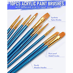 Nicpro Acrylic Paint Canvas Set for Adult & Kid, 34PCS Art Painting Supplies Kit,12 Colors Acrylic Paint,Table Easel,6 Canvas Panels,10 Brushes,Paper Pad,Sponge,Color Wheel,Palette for Artist Beginner