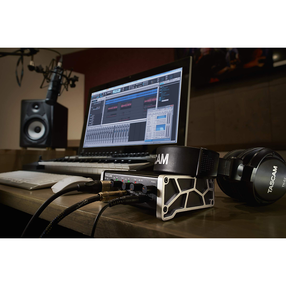 Tascam US-1x2 USB Audio/MIDI Interface with Microphone Preamps and iOS Compatibility