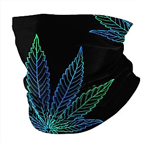 Marijuana Contour Blue Green Leaf Hemp Face Scarf Cover Outdoor Sport Running Women Men Face Cover Variety Face Towel Neck Headband