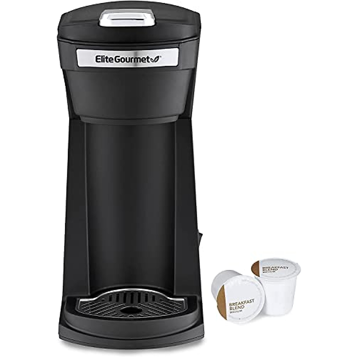 Elite Gourmet EHC208RS Personal Single-Serve Compact Capsule Coffee Maker Brewer, Compatible with K-Cups and Grounds, Reusable Filter, 16 Ounce, Black