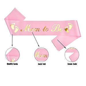 MGJSRNH Pink Mom to Be Sash and Tinplate Badge Daddy to Be Combo Set,Girl or Boy,Baby Shower Supplies,Baby Gender Reveal Party Gifts
