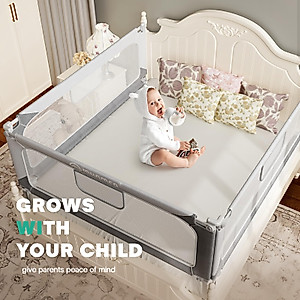 MHOMER Bed Rail for Toddlers, 2 Minutes Quick Assembly Foldable Bed Rails for Queen, King, Full, Twin Size Bed, Bed Rail Guard with Steady U-Shape Base for Toddlers, Baby, Kids (1 Piece, 74.8")