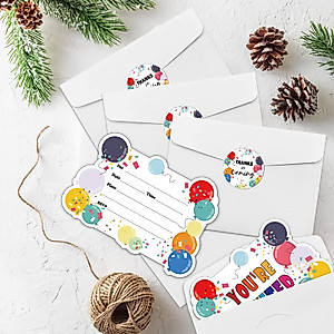 REWIDPARTY Video Game Invitations with Envelopes & Stickers（Set of 15） Video Game Shaped Fill-in Invitations Game On Birthday Party Invites Cards Gamer Party Favors Birthday Party Supplies for Kids