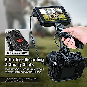 NEEWER NATO Top Handle with Record Button, Comfort Silicone Grip with QR NATO Clamp, 3/8" ARRI Locating Hole, Cold Shoes 1/4" Threads Compatible with Sony A7 ZV1 Panasonic S5 II FUJIFILM X-T5, PG005E