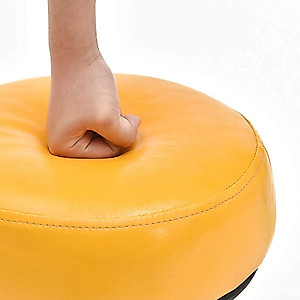 RILOOP Upholstered Footstool Iron Round Foot Stool,Upholstered Ottoman Pu Leather Footrest Changing Shoe Stool for Makeup Dining Room Dressing Chair Shoe Bench Storage Footstool/OliveGreen