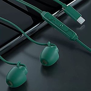 USB C Headphone Type C Earphones Wired Earbuds HiFi Stereo Noise Canceling in-Ear Headset with Microphone for iPad Pro Samsung Galaxy S21 Ultra S20 FE S22 Note 20 A53 Pixel 6 Pro 5g Oneplus (Green)