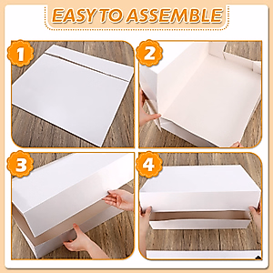 Tudomro 10 Pack 19 x 14 x 4 Inch Cake Box, Cardboard Cake Boxes, Large Rectangle Boxes, Kraft Non Window Bakery Pastry supplies(White)