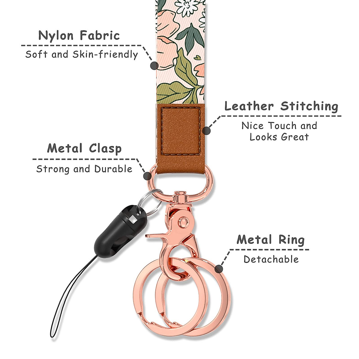 Rimilak Wristlet Keychain, Wrist Lanyard Key Chain for Women Men Car Keys ID Badges Card Wallet Phone Camera