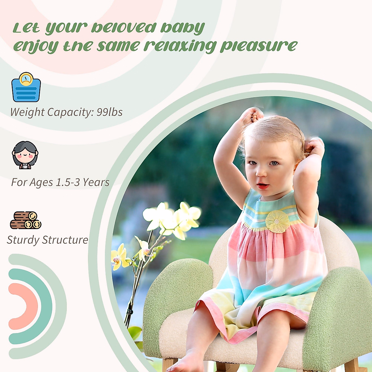 Qaba Kids Sofa, Toddler Rocking Chair with Solid Wooden Frame, Faux Lamb Fleece Fabric, Kids Arm Chair for Nursery or Playroom, Ages 18-36 Months, Green