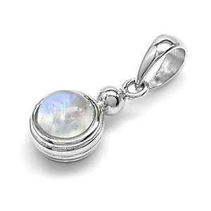 Silvershake 6mm Natural Moonstone 925 Sterling Silver Pendant with 18 Inch Chain Necklace