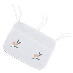 Eujgoov Crib 2 Pockets Organizer, Baby Bedside Hanging Storage Bag Soft Cotton Crib Bedside Organizer Hanging Bed Practical Storage Bag for Strollers Furniture(Olive Tuba)