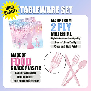 170 Pcs Gradient Birthday Party Decorations Paper Plates and Napkins, Its Me Hi Im the Birthday Girl Its Me, Music Party Favors Disposable Tableware Set for Girls Birthday Decorations Serve 24