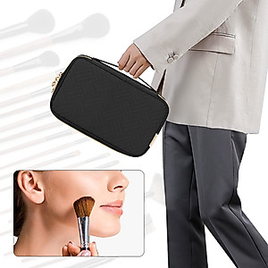 Yarwo Travel Makeup Brushes Bag, Portable Cosmetic Bag for Makeup Brushes (up to 9.4") and Cosmetic Essentials, Black (BAG ONLY, PATENTED DESIGN)