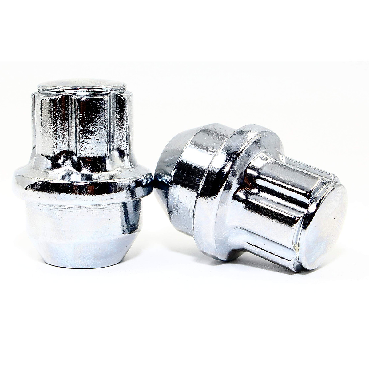 Set of 4 Veritek 14x1.5mm 1.6 Inch 22mm Hex Chrome Large Acorn Conical Seat Wheel Locks for Tesla Factory Wheels