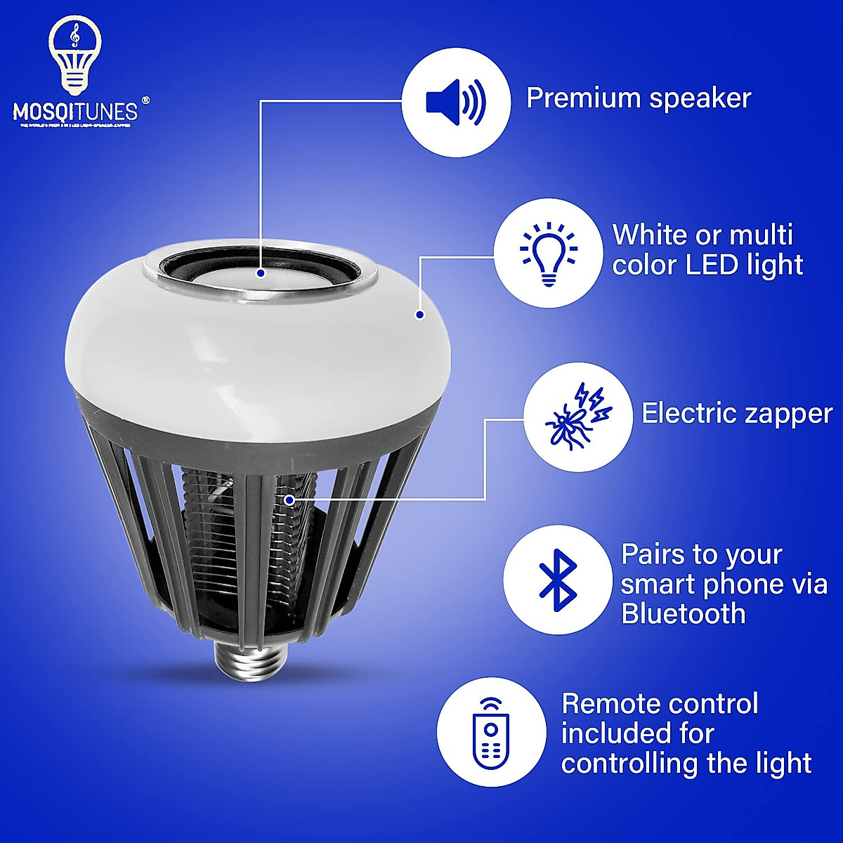 MOSQITUNES Outdoor Bug Zapper, LED Light Indoor Repellant Bluetooth Speaker with Light, Electric Mosquito Zapper lamp Outdoor Electric Fly Mosquito lamp Bug Light Bug Light Satisfying LED