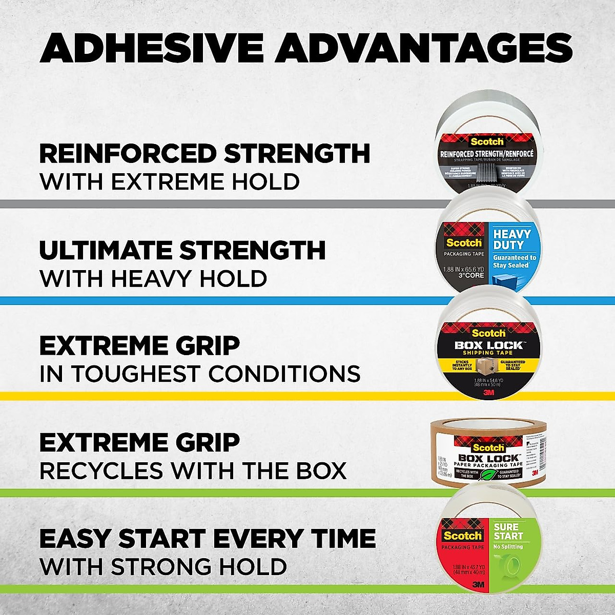 Scotch Reinforced Strength Shipping Strapping Tape with Dispenser, Clear, 1.88"x 360 in, 1 Dispenser/Pack, Pack of 1