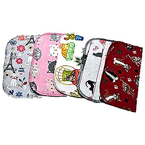 1 Ply Printed Flannel Little Wipes 8x8 Inches Set of 5 The Cats Meow
