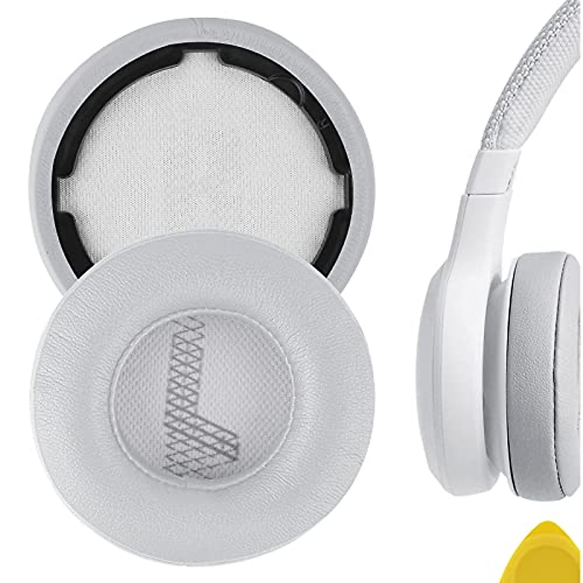 Geekria QuickFit Protein Leather Replacement Ear Pads for JBL Live 400BT Headphones Earpads, Headset Ear Cushion Repair Parts (Grey)