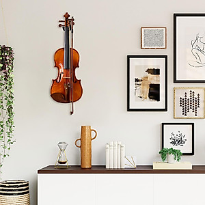 Violin Wall Mount Hanger, Ohuhu Hardwood Violin Hanger with Bow Holder for Home & Studio